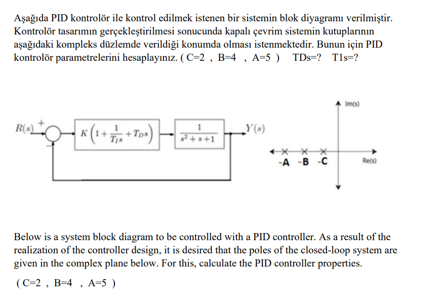 Solved Aşağıda PID kontrolör ile kontrol edilmek istenen bir | Chegg.com