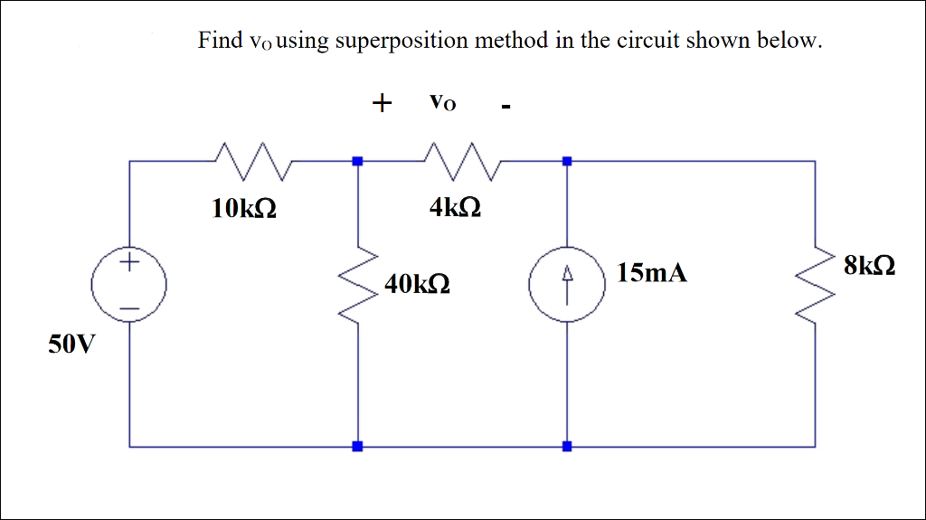 Solved Find Vo using superposition method in the circuit | Chegg.com