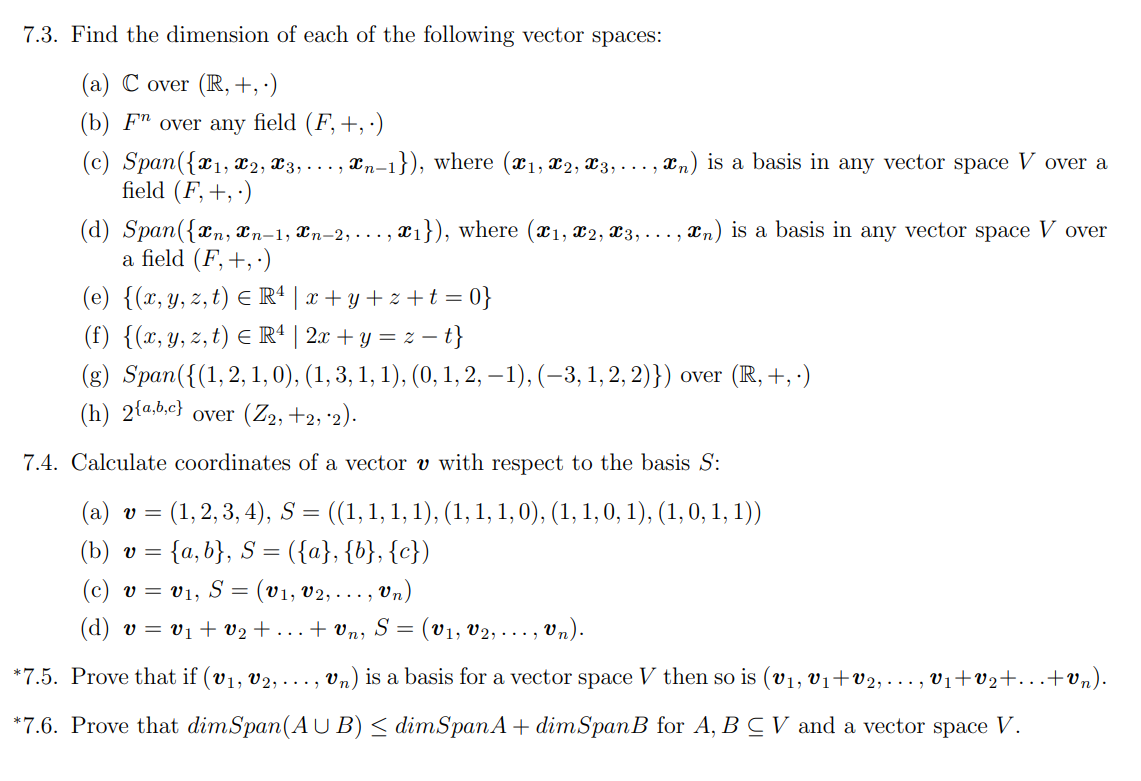 Solved Please solve these:7.3. ﻿Find the dimension of each | Chegg.com