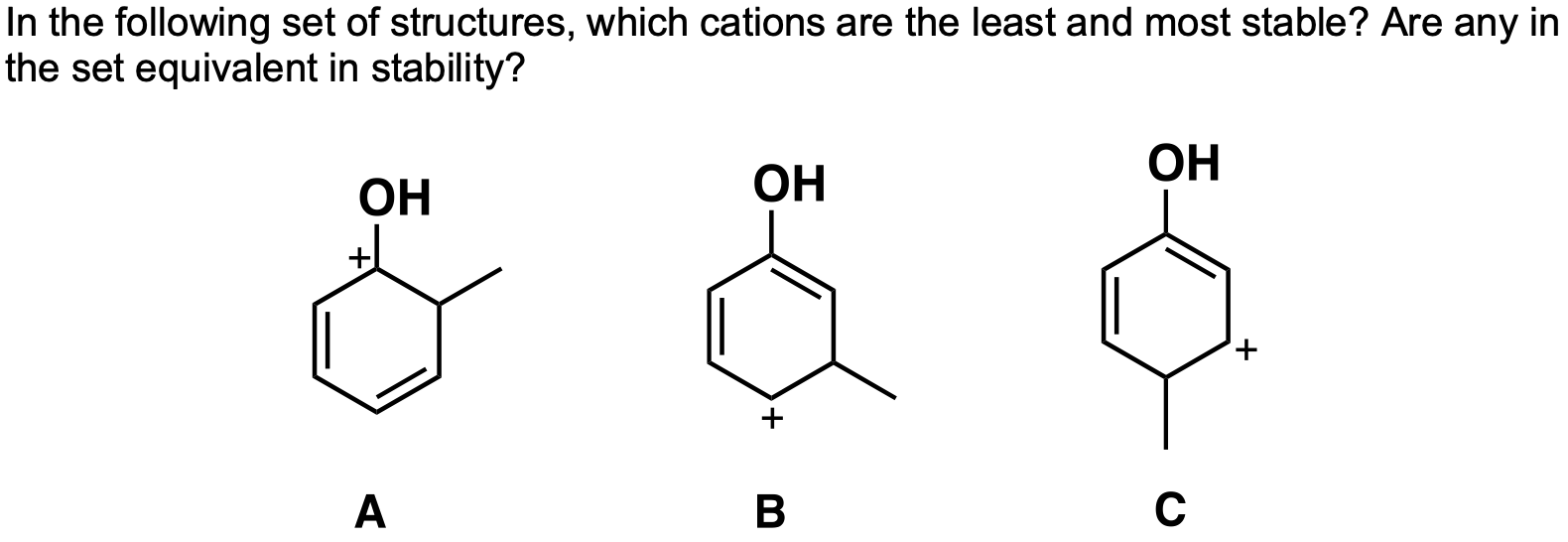 Solved In the following set of structures, which cations are | Chegg.com