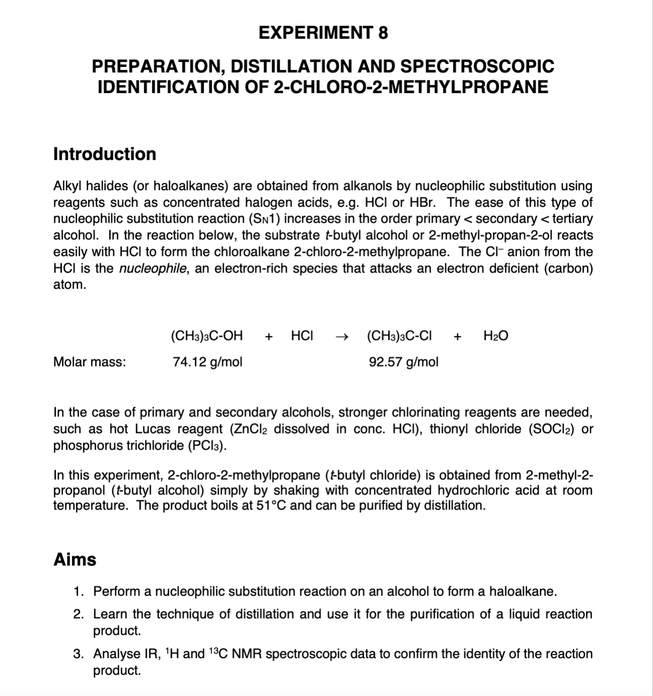 Solved EXPERIMENT 8 PREPARATION, DISTILLATION AND | Chegg.com