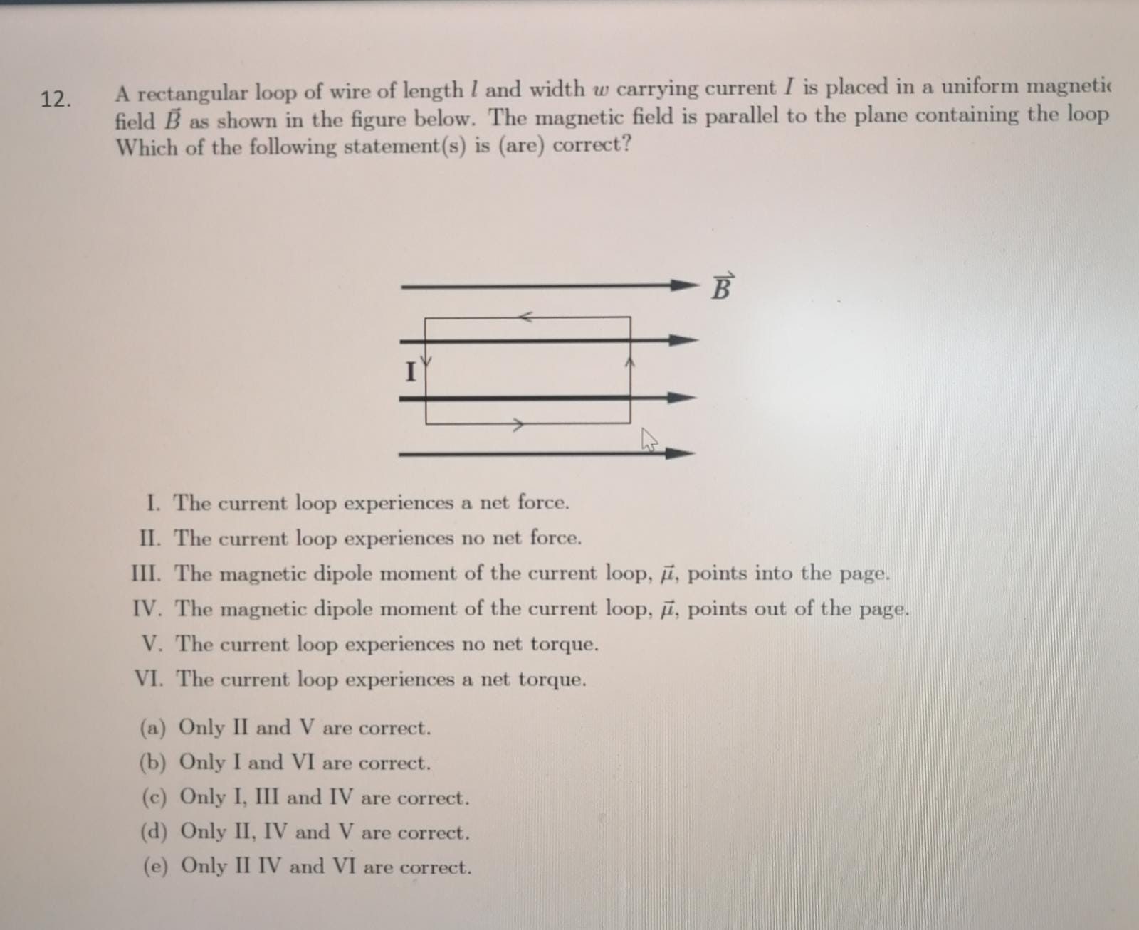 Solved 2. A rectangular loop of wire of length l and width w | Chegg.com
