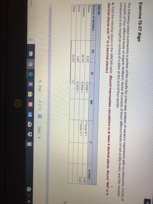 Solved Exercise 13-37 Algo The following output summarizes a | Chegg.com