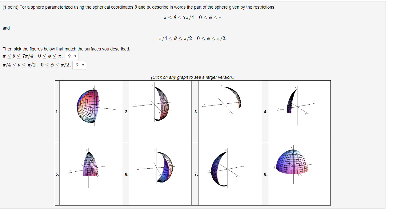Solved (1 point) For a sphere parameterized using the | Chegg.com
