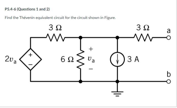 Solved P5.4-6 (Questions 1 and 2) Find the Thévenin | Chegg.com