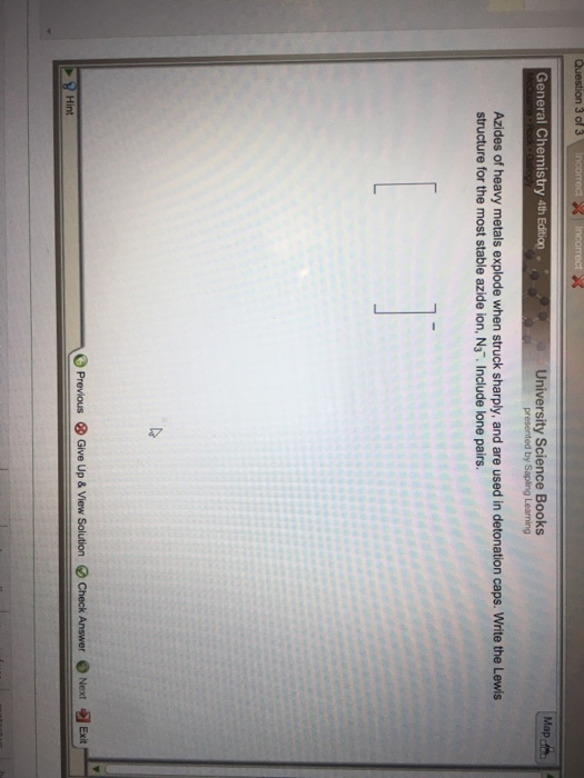 Solved 3 of 3 General Chemistry 4th Azides of heavy metals | Chegg.com