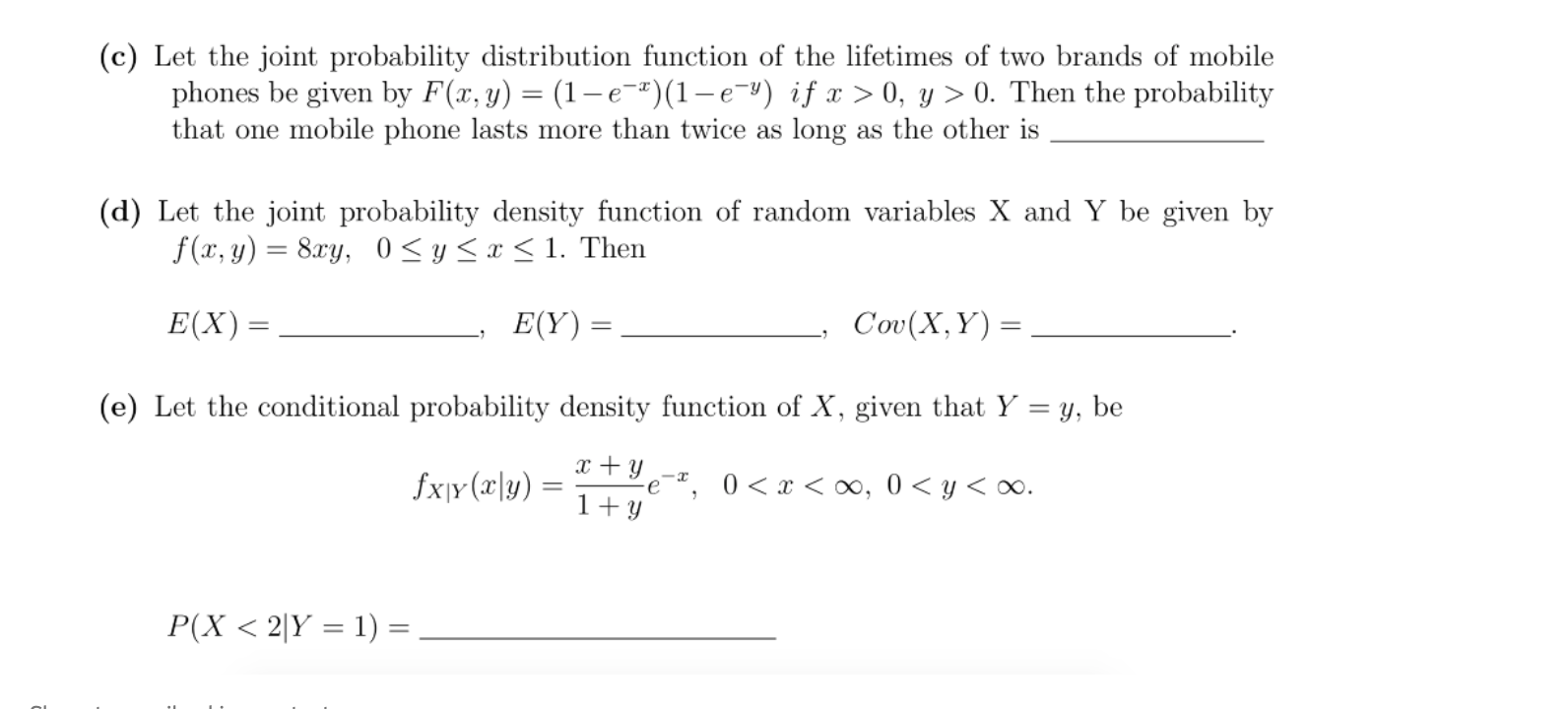 Solved (c) Let the joint probability distribution function | Chegg.com