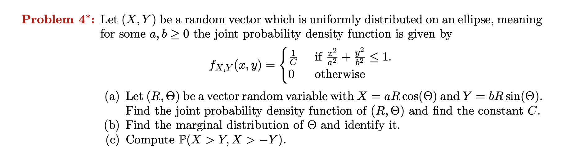 Problem 4*: Let (X,Y) be a random vector which is | Chegg.com