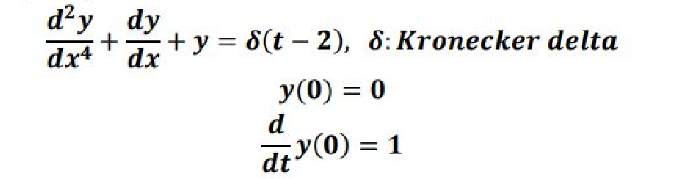 Solved dx4d2y+dxdy+y=δ(t−2),δ: Kronecker delta | Chegg.com