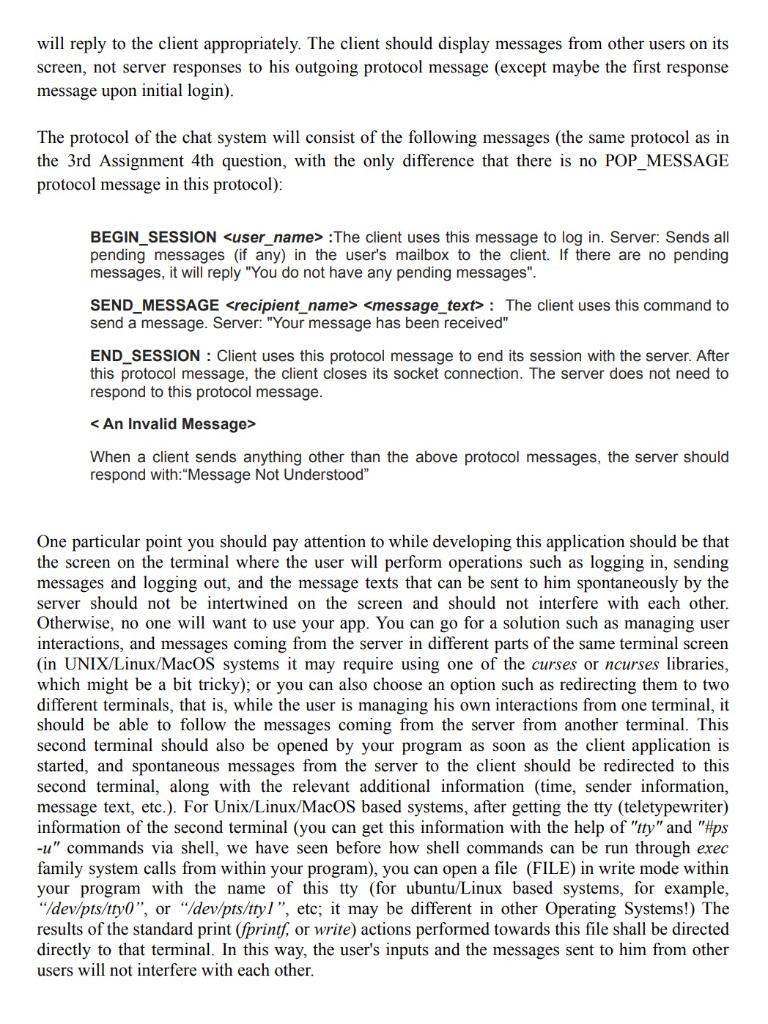 Solved An on-line Chat System via Network Programming: In | Chegg.com