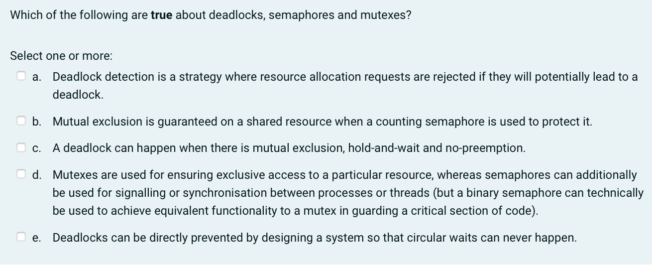 Solved Which of the following are true about deadlocks, | Chegg.com