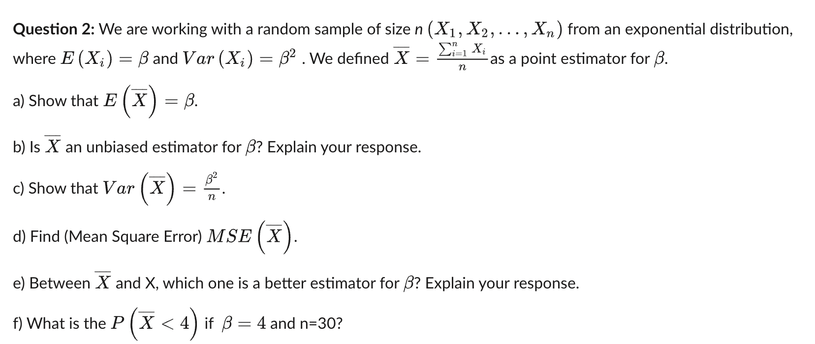 Solved Question 2: We are working with a random sample of | Chegg.com