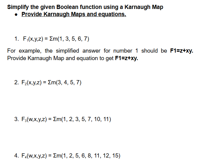 Solved Simplify the given Boolean function using a Karnaugh | Chegg.com