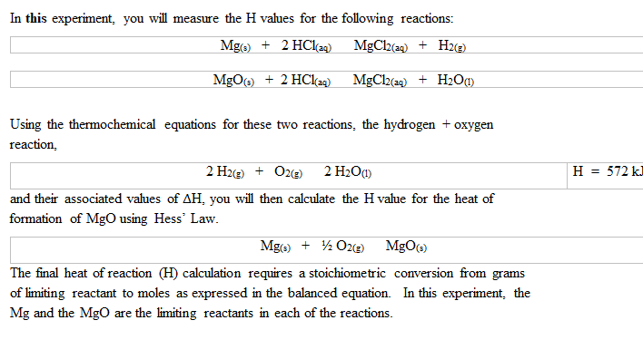 In determining the Heat of Formation of MgO, you will | Chegg.com