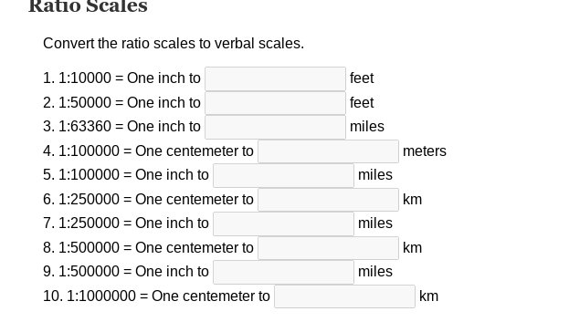 Solved Convert the ratio scales to verbal scales. | Chegg.com