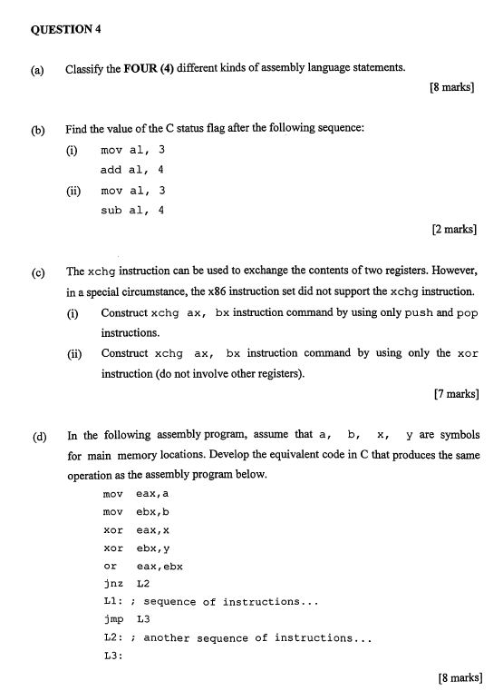 Solved QUESTION 4 Classify the FOUR (4) different kinds of | Chegg.com