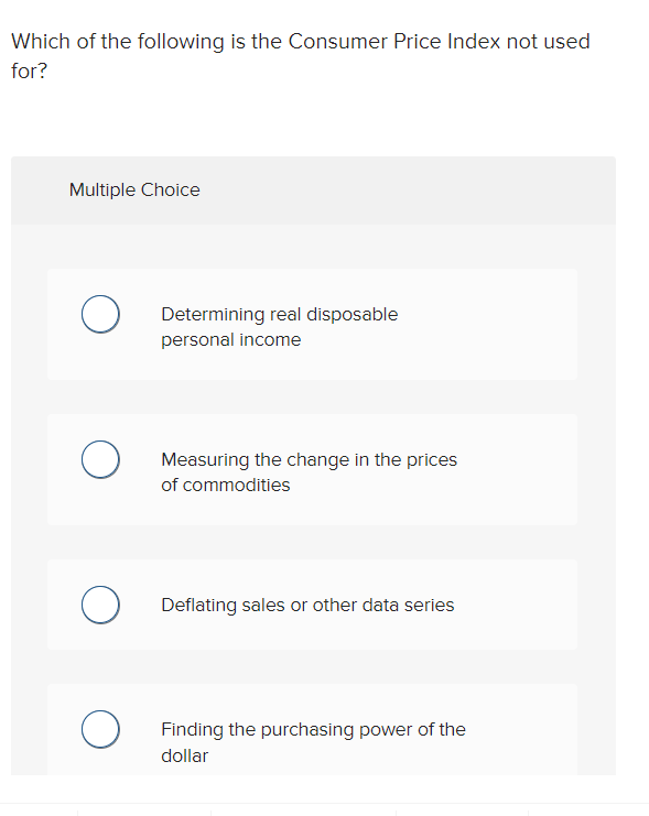 Solved Which of the following is the Consumer Price Index | Chegg.com