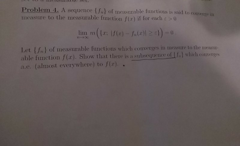 Solved Problem 1 A Sequence [f Of Measurable Functions Is