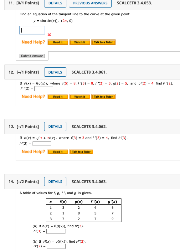 Solved 11. [0/1 Points] DETAILS PREVIOUS ANSWERS SCALCET8 | Chegg.com