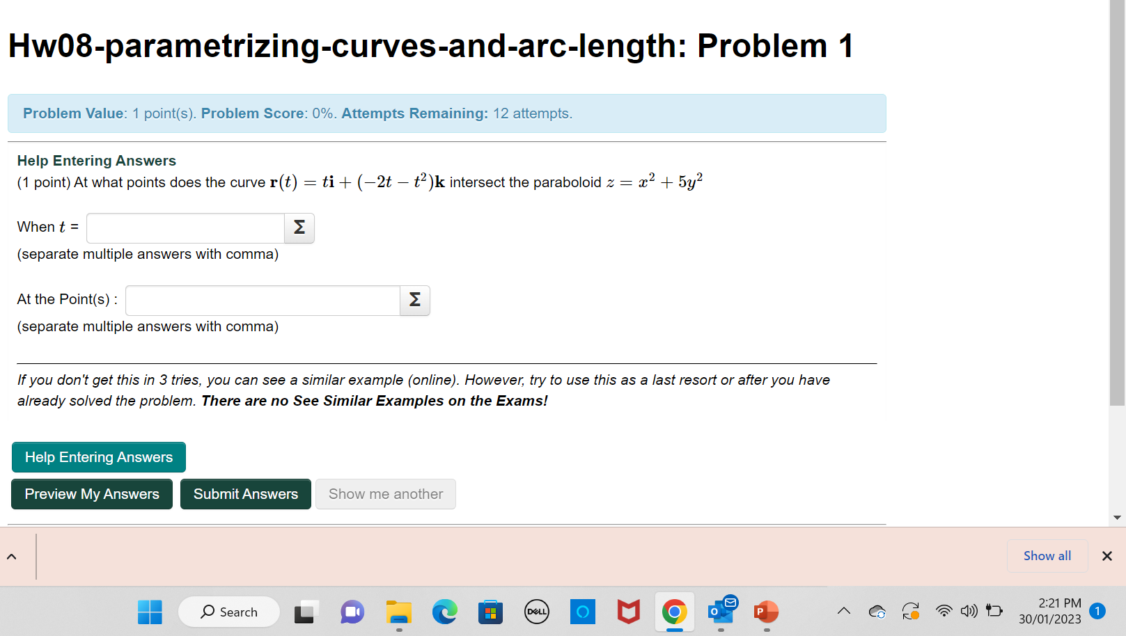 Solved Hw08 Parametrizing Curves And Arc Length Problem 1