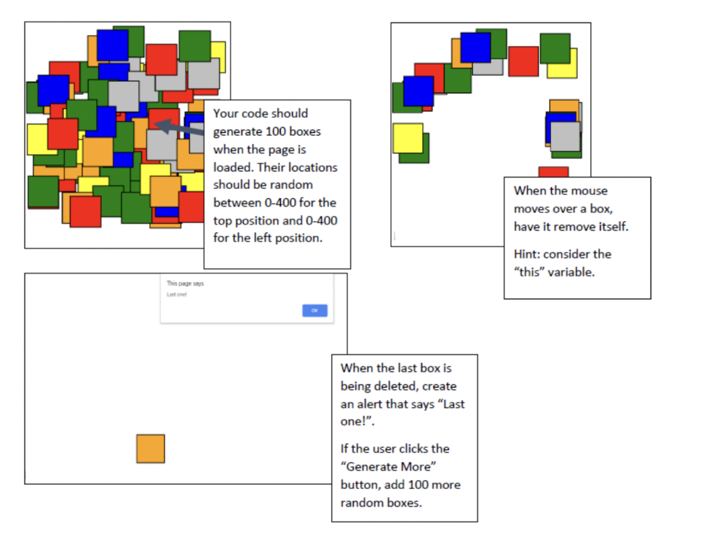 Solved Implement a web page with 100 boxes with different | Chegg.com