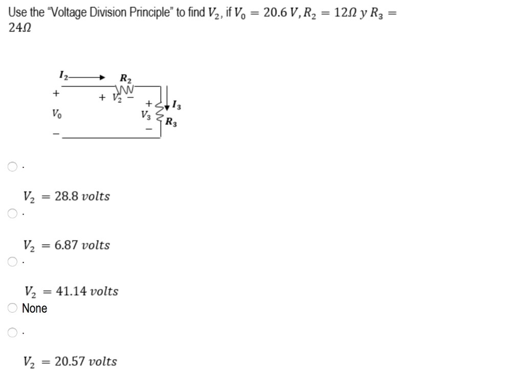 Solved Use the "Voltage Division Principle" to find V2, if | Chegg.com