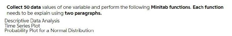Solved Collect 50 data values of one variable and perform | Chegg.com