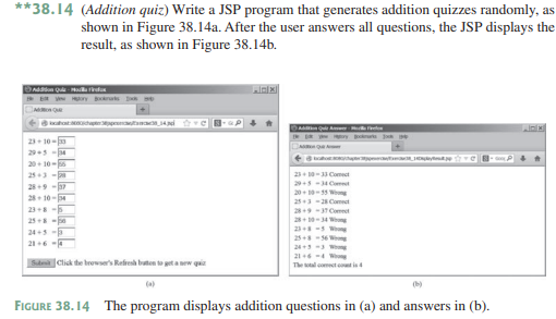 Solved **38.14 (Addition quiz) Write a JSP program that | Chegg.com
