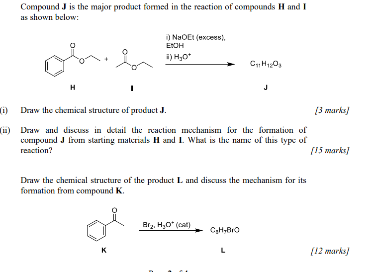 Solved Compound J is the major product formed in the | Chegg.com
