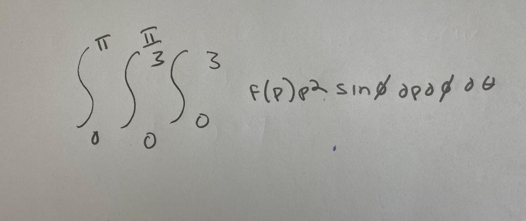 Solved ∫0π∫03π∫03f(p)p2sinϕ∂p∂ϕ∂θ | Chegg.com