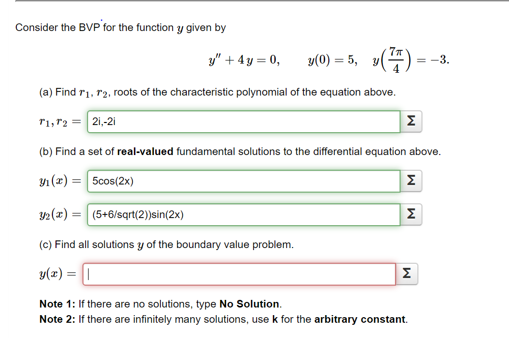 Solved Consider the BVP for the function y given by 1 77 y" | Chegg.com