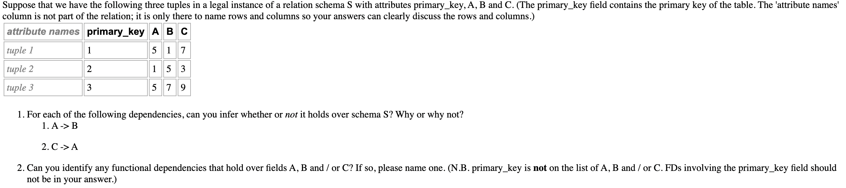 Solved Suppose that we have the following three tuples in a | Chegg.com