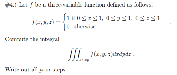 Solved #4.) Let f be a three-variable function defined as | Chegg.com