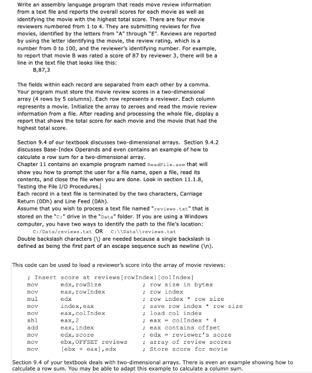 Solved Write an assembly language program that reads move | Chegg.com