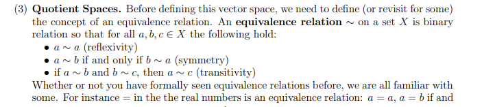 Solved (3) Quotient Spaces. Before defining this vector | Chegg.com