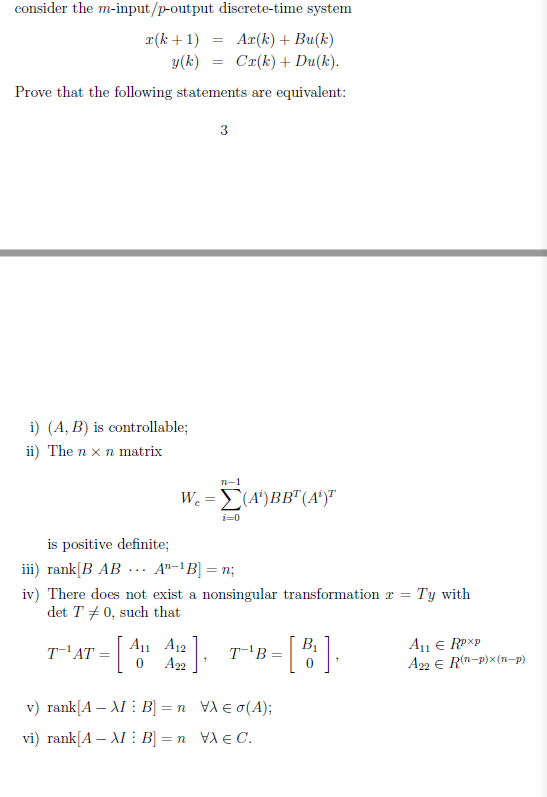 consider the m-input/p-output discrete-time system | Chegg.com
