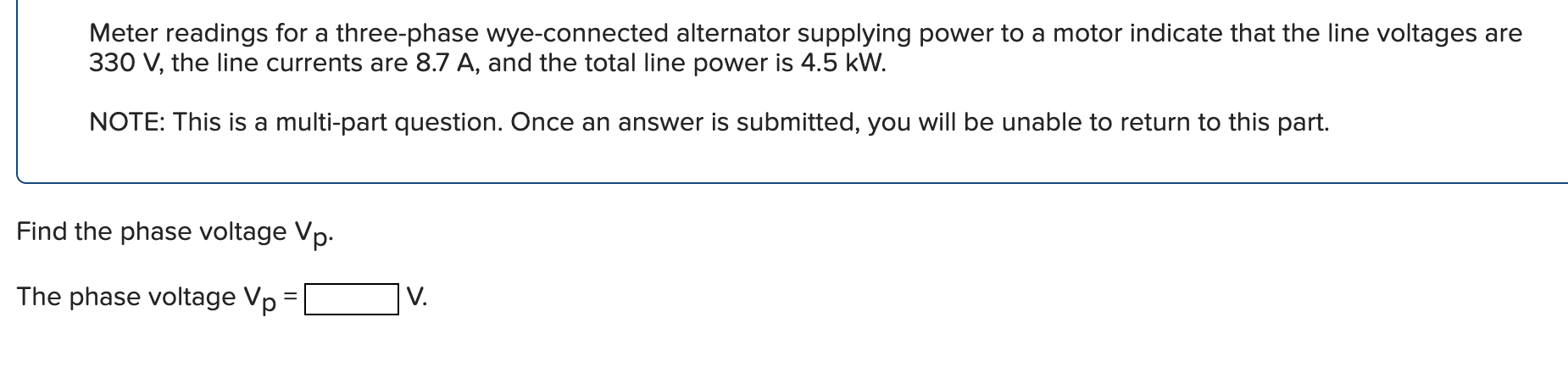Solved Meter readings for a three-phase wye-connected | Chegg.com