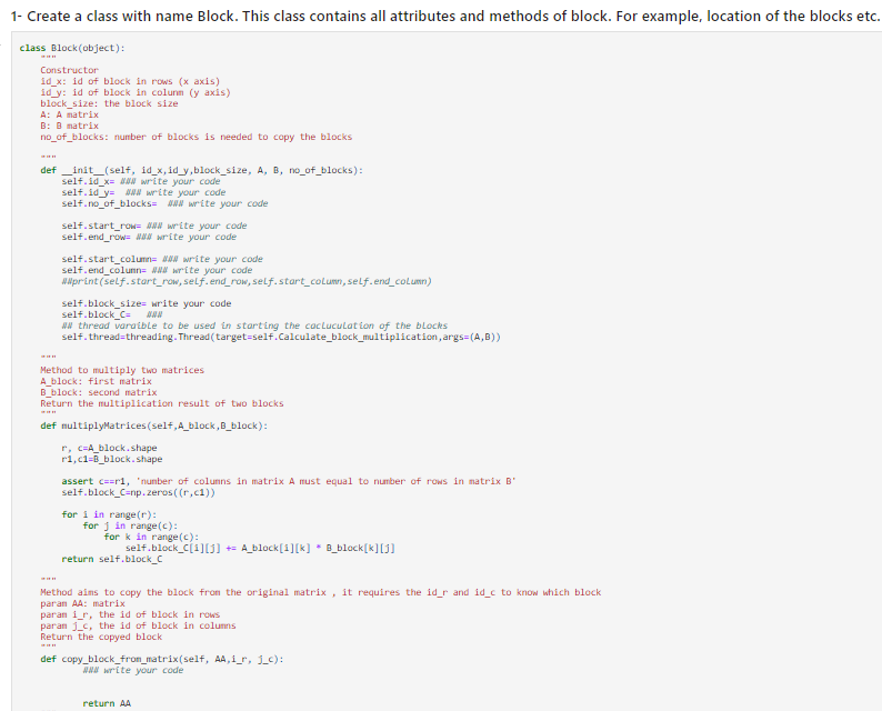 Solved Block matrix multiplication using threading Student | Chegg.com