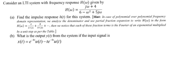Solved Consider an LTI system with frequency response | Chegg.com