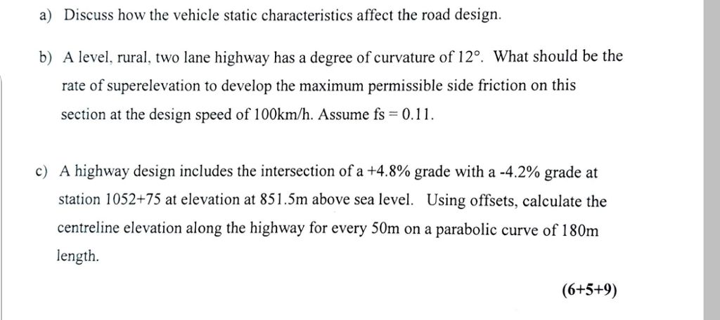 Solved Discuss how the vehicle static characteristics affect | Chegg.com