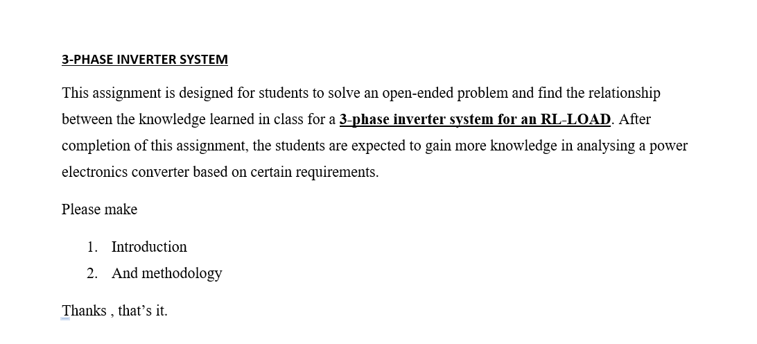Solved 3-PHASE INVERTER SYSTEM This assignment is designed | Chegg.com