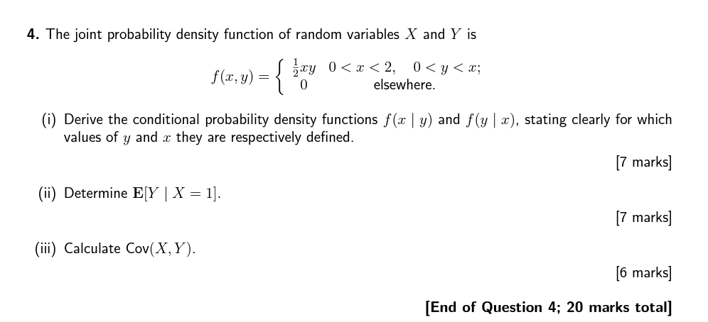 Solved 4. The joint probability density function of random | Chegg.com
