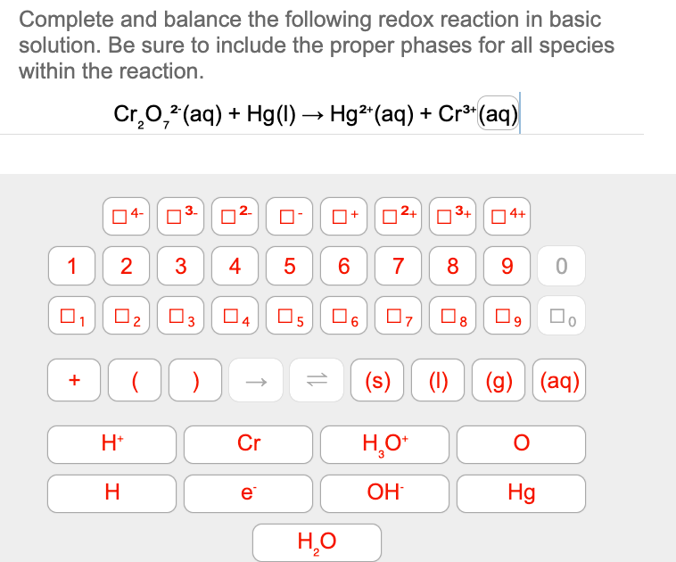 Complete and balance the following redox reaction in | Chegg.com