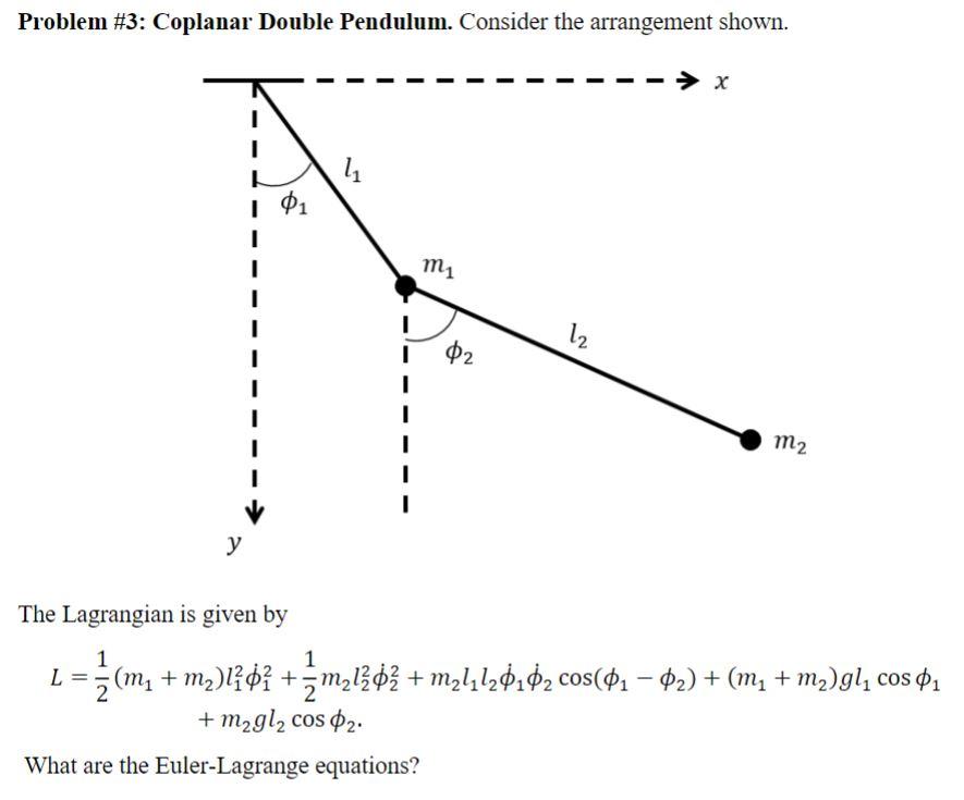 Solved Problem \#3: Coplanar Double Pendulum. Consider the | Chegg.com