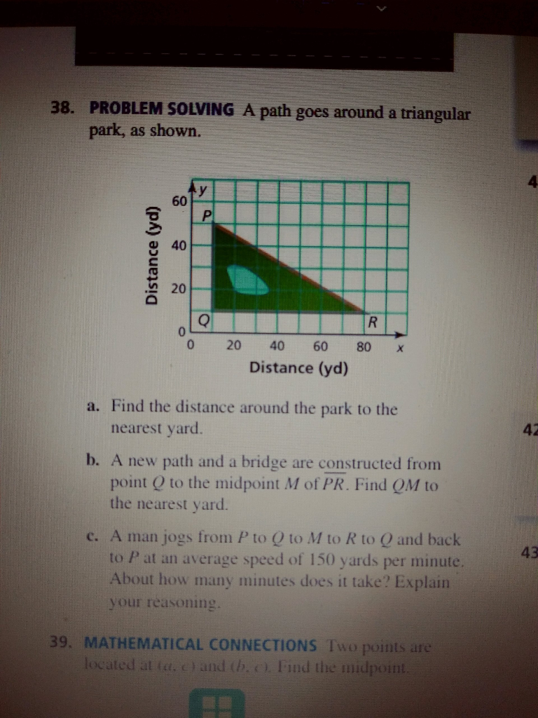Solved 38. PROBLEM SOLVING A path goes around a triangular | Chegg.com