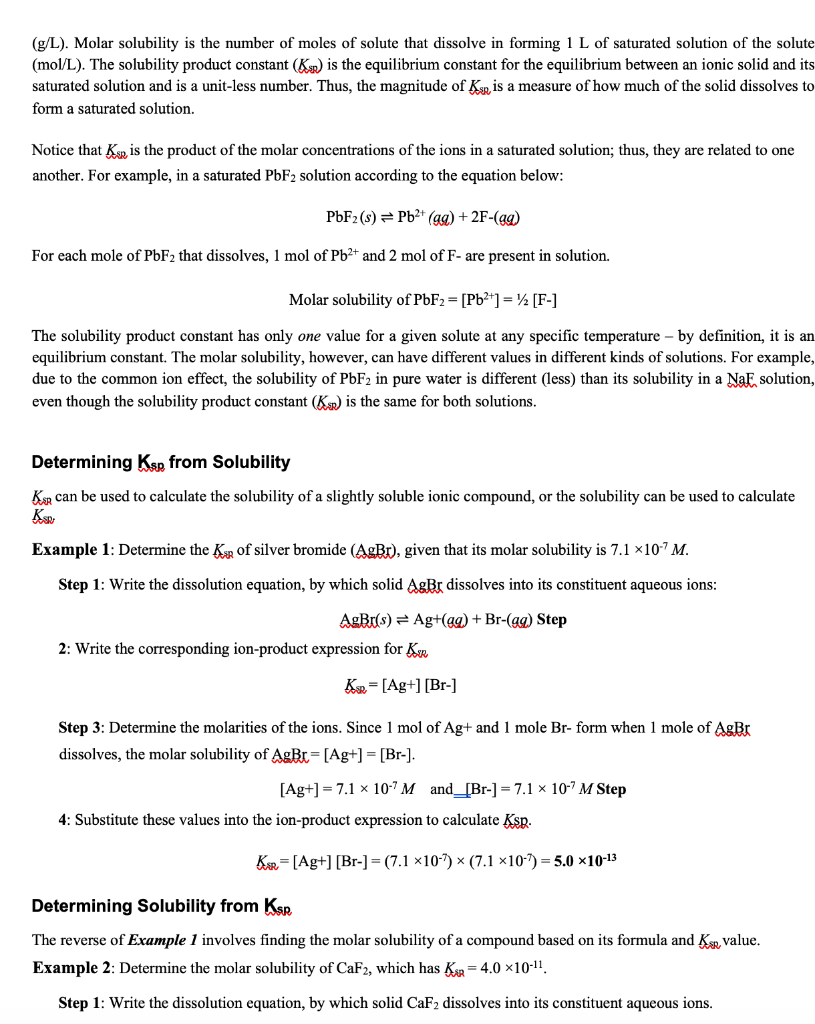 Molar Solubility and Common lon Effect Objectives: To | Chegg.com