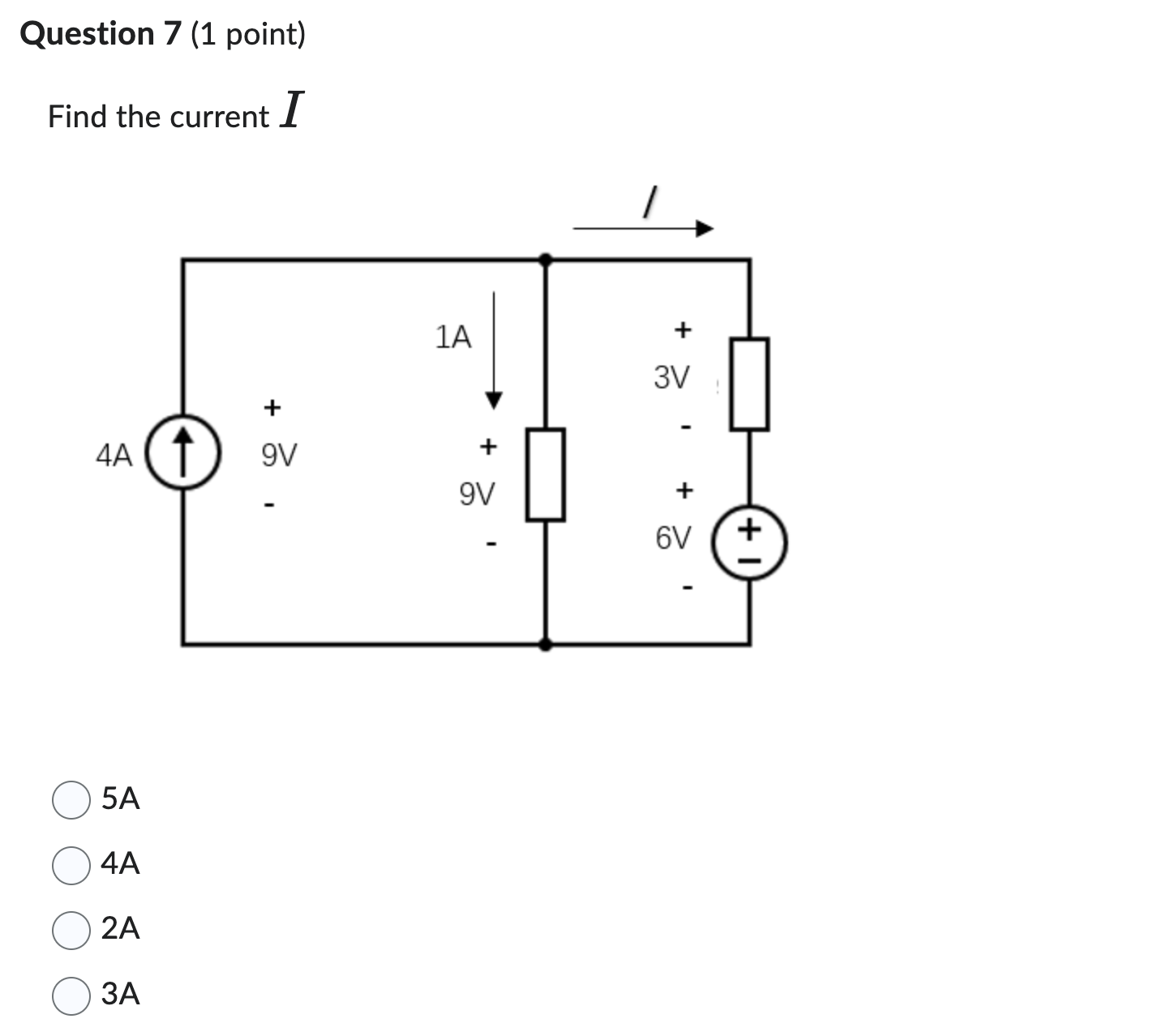 Solved Find the current \\( I \\) \\( 5 \\mathrm{~A} \\) \\( | Chegg.com