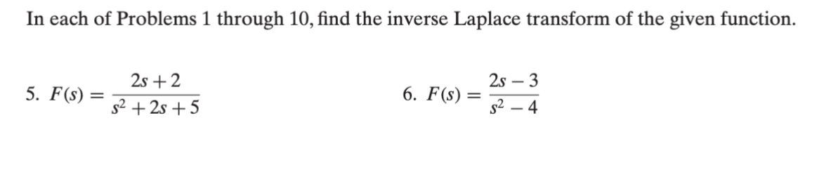 Solved In each of Problems 1 through 10 , find the inverse | Chegg.com