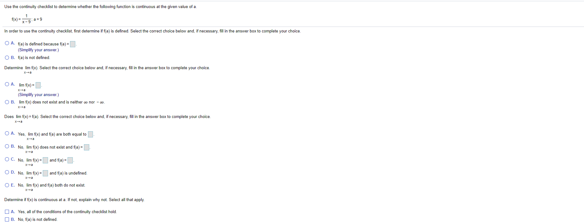 Solved Use the continuity checklist to determine whether the | Chegg.com
