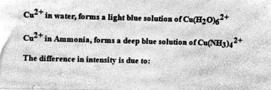 Solved Cu2+ in water, forms a light blue solution of Cu(H20+ | Chegg.com